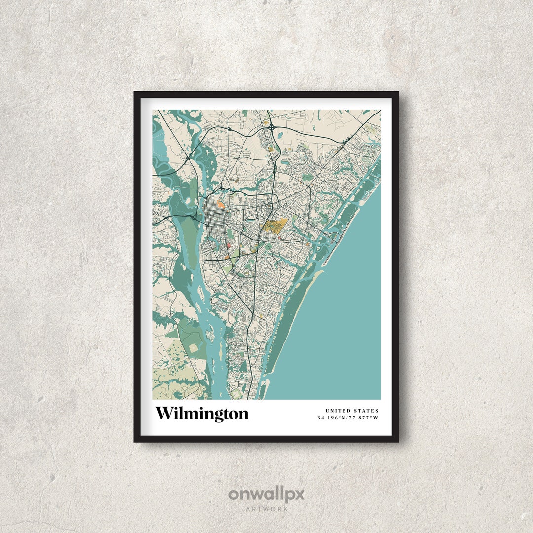 Wilmington Map Print Poster, Retro Wilmington Map Decor, Vintage ...