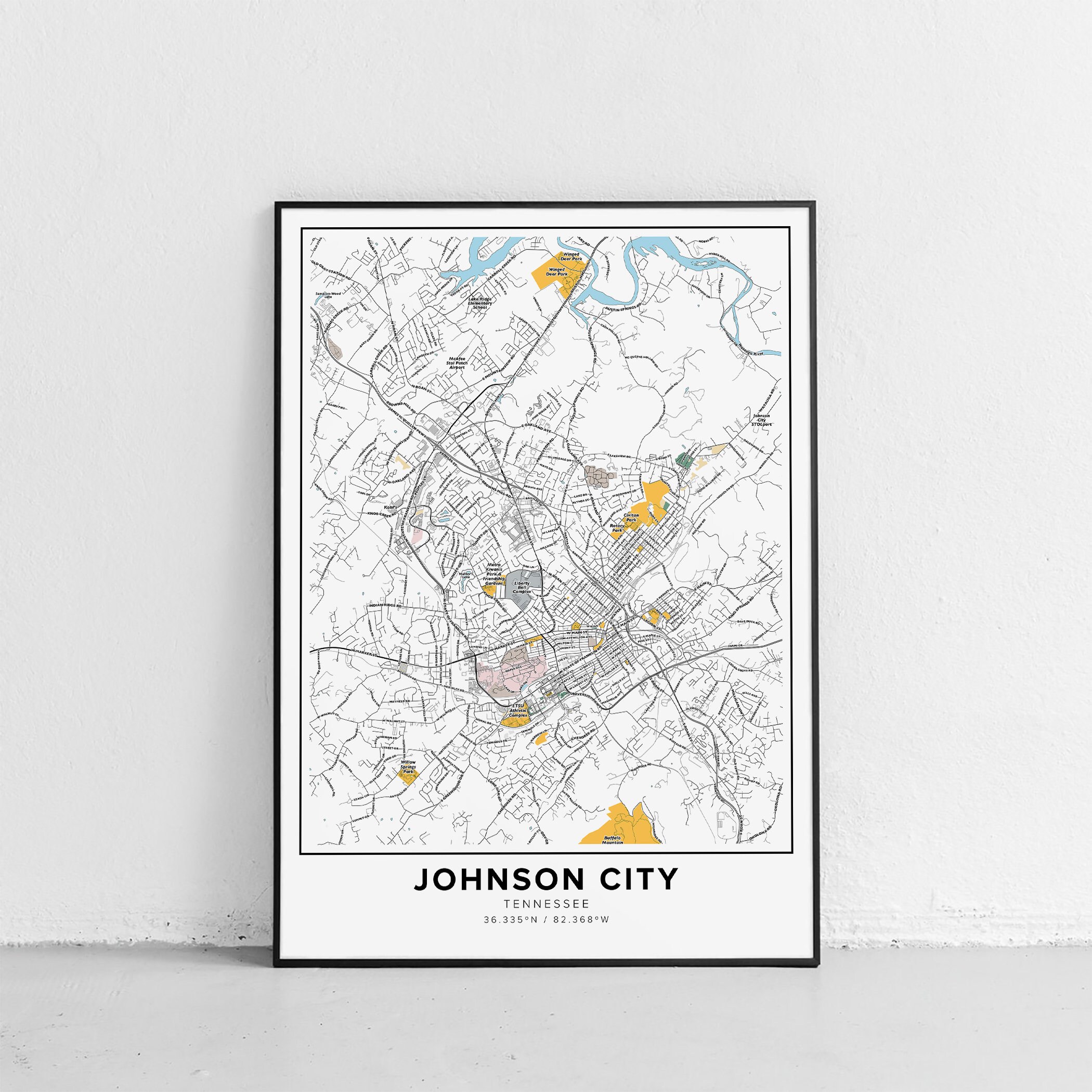 Johnson City Map Print Street Names Johnson City Print Map - Etsy