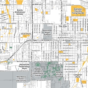 Bozeman Map Print, Street Names Bozeman Print, Printable Map of Bozeman ...