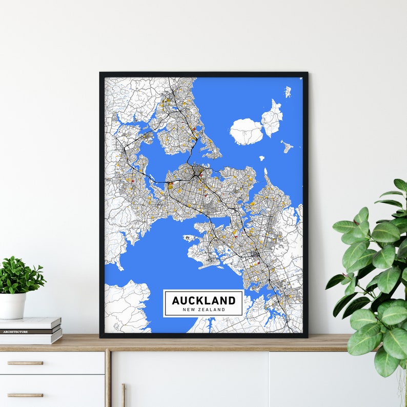 Auckland Map, Auckland New Zealand Map, Auckland Print, Auckland Poster ...