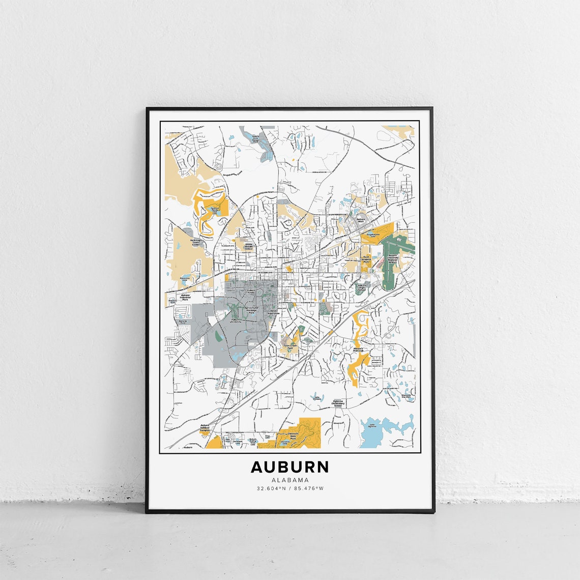 Auburn Map Print, Street Names Auburn Print, Printable Map of Auburn ...
