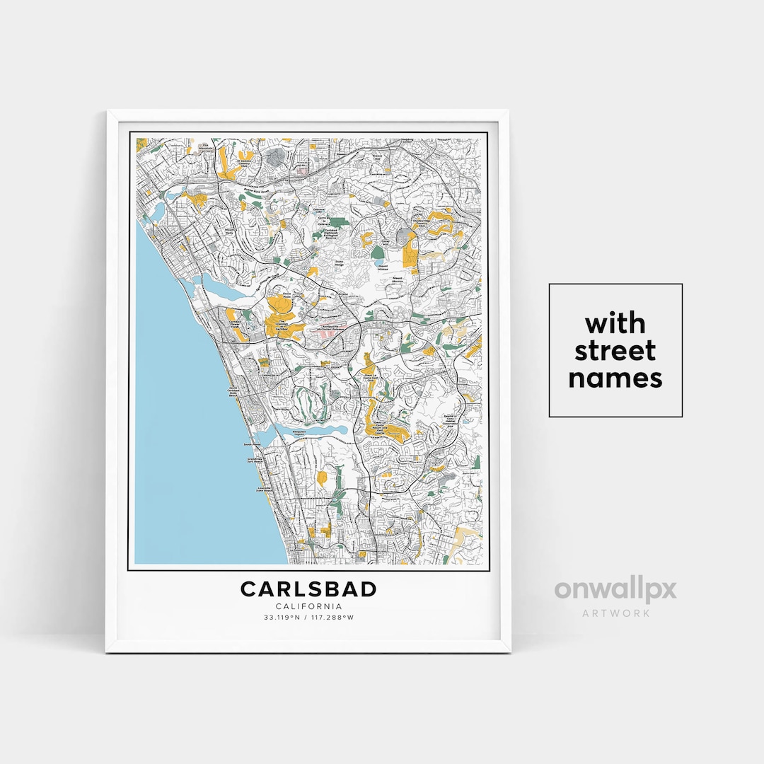 Carlsbad Map Print, Street Names Carlsbad Print, Printable Map of ...