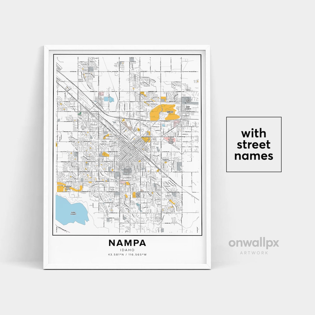 Nampa Map Print, Street Names Nampa Print, Printable Map of Nampa, City ...