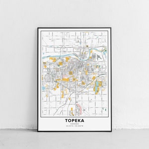 Topeka Map Print, Street Names Topeka Print, Printable Map of Topeka ...