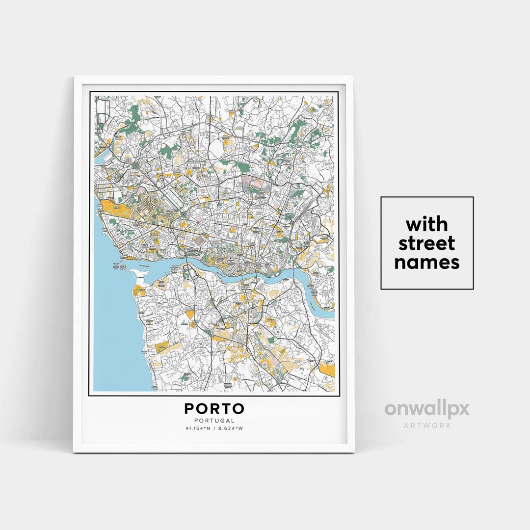 Porto Map Print, Street Names Porto Print, Printable Map of Porto, City ...