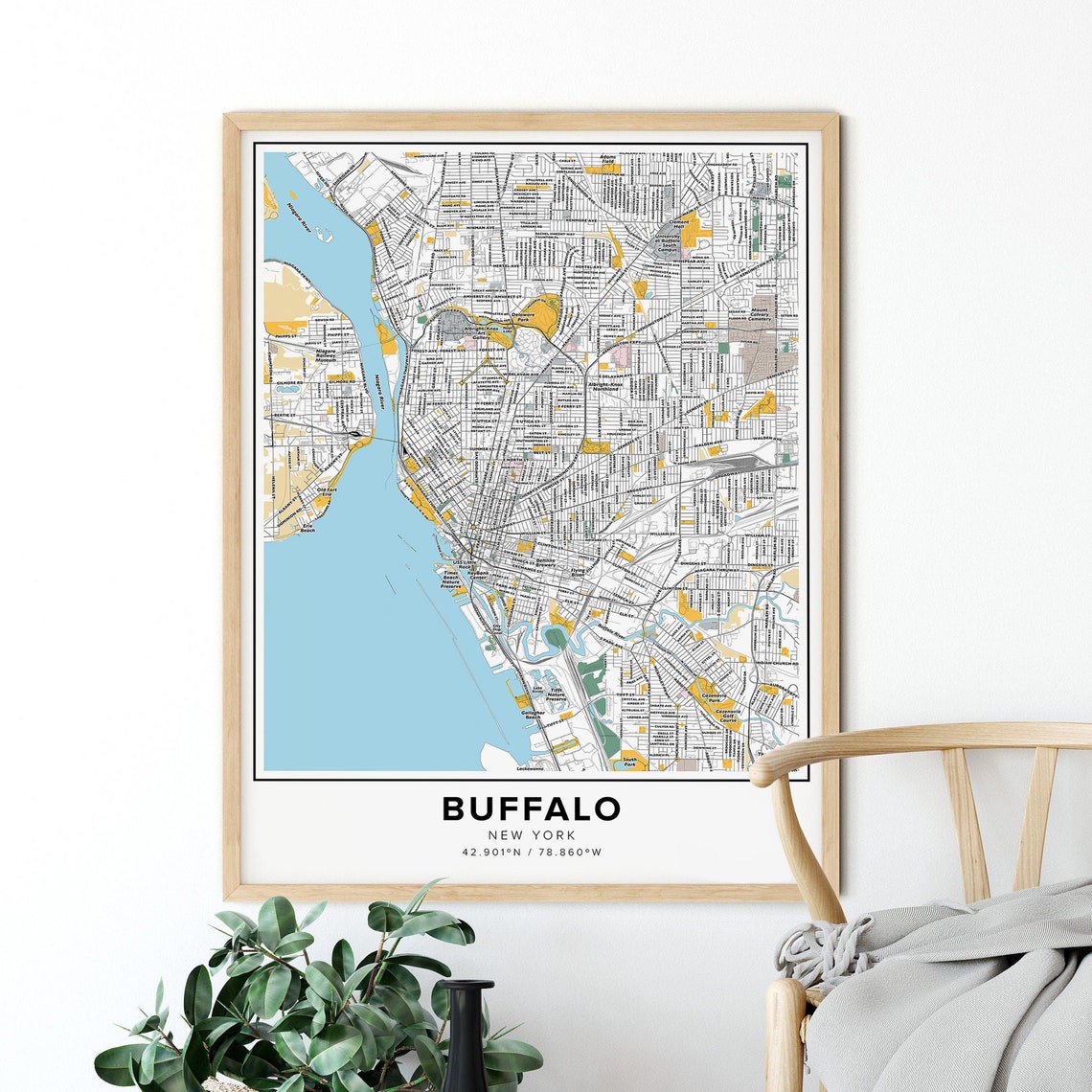 Buffalo Map Print, Street Names Buffalo Print, Printable Map of Buffalo ...