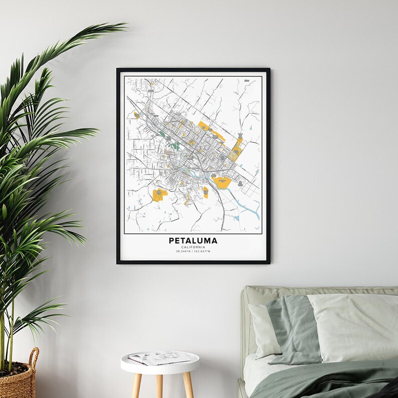 Petaluma Map Print, Street Names Petaluma Print, Printable Map of ...