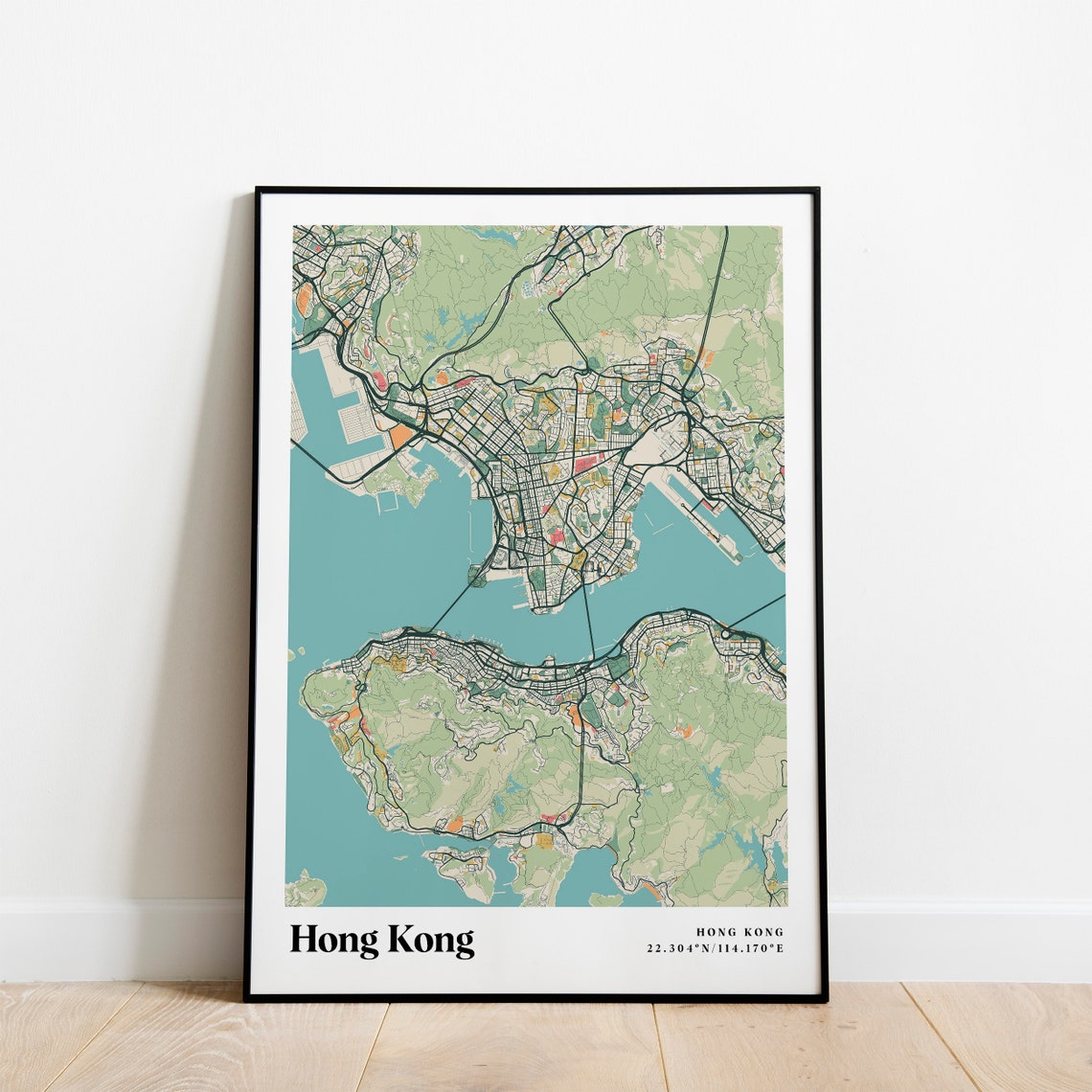 Hong Kong Map Poster, Retro Hong Kong Decor, Vintage Hong Kong Gift ...