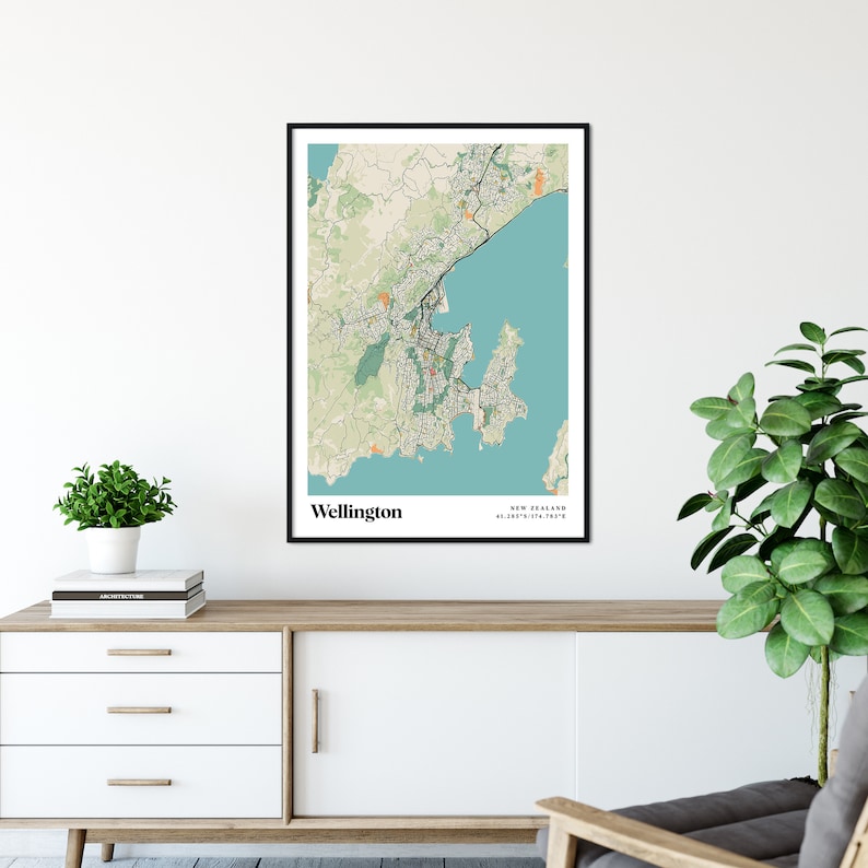 Wellington Map Poster, Retro Wellington Map, Vintage Wellington Gift ...