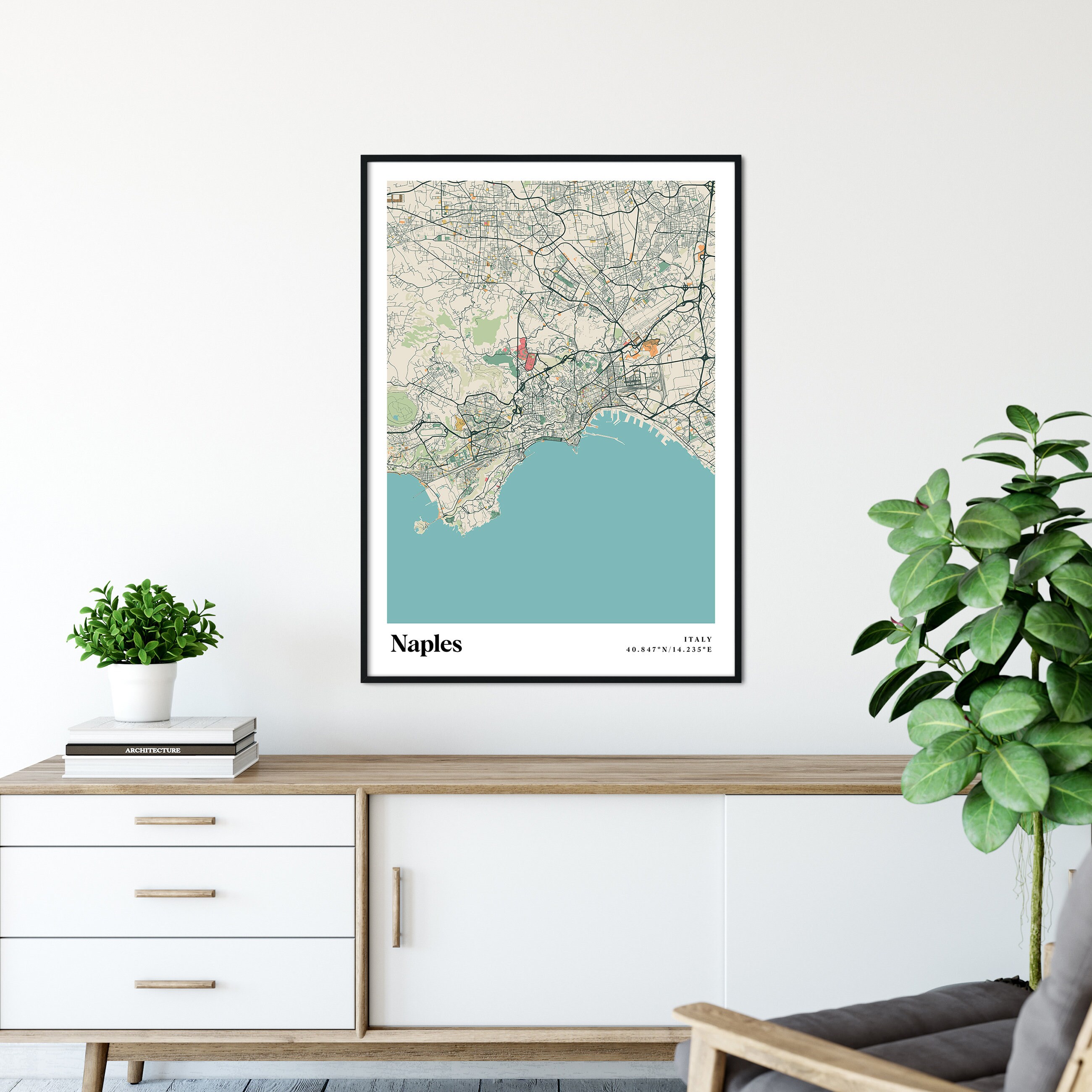 Naples Print Map Retro Charm Naples Map Poster Vintage - Etsy