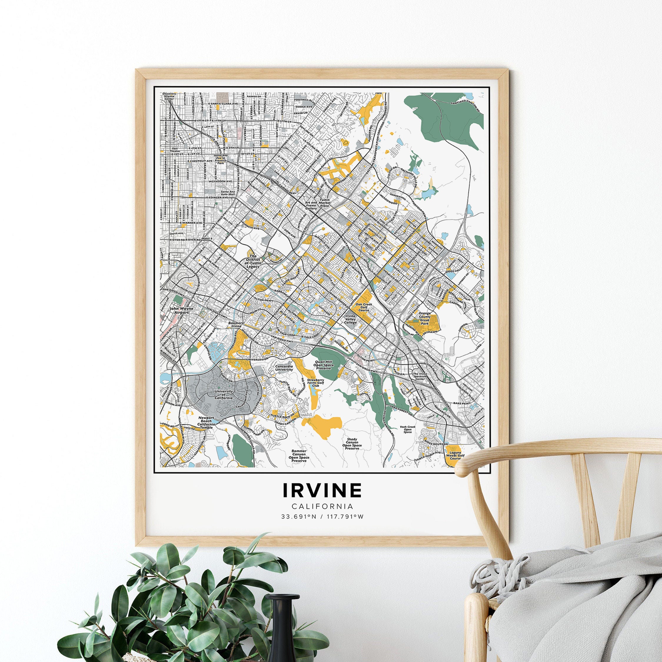 Irvine Map Print, Street Names Irvine Print, Printable Map of Irvine ...