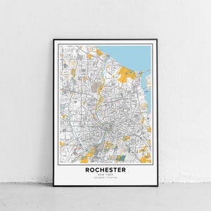 Rochester Map Print, Street Names Rochester Print, Printable Map of ...