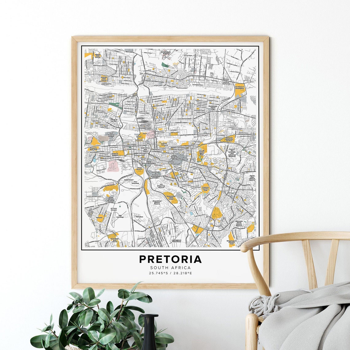 Pretoria Map Print, Street Names Pretoria Print, Printable Map of ...