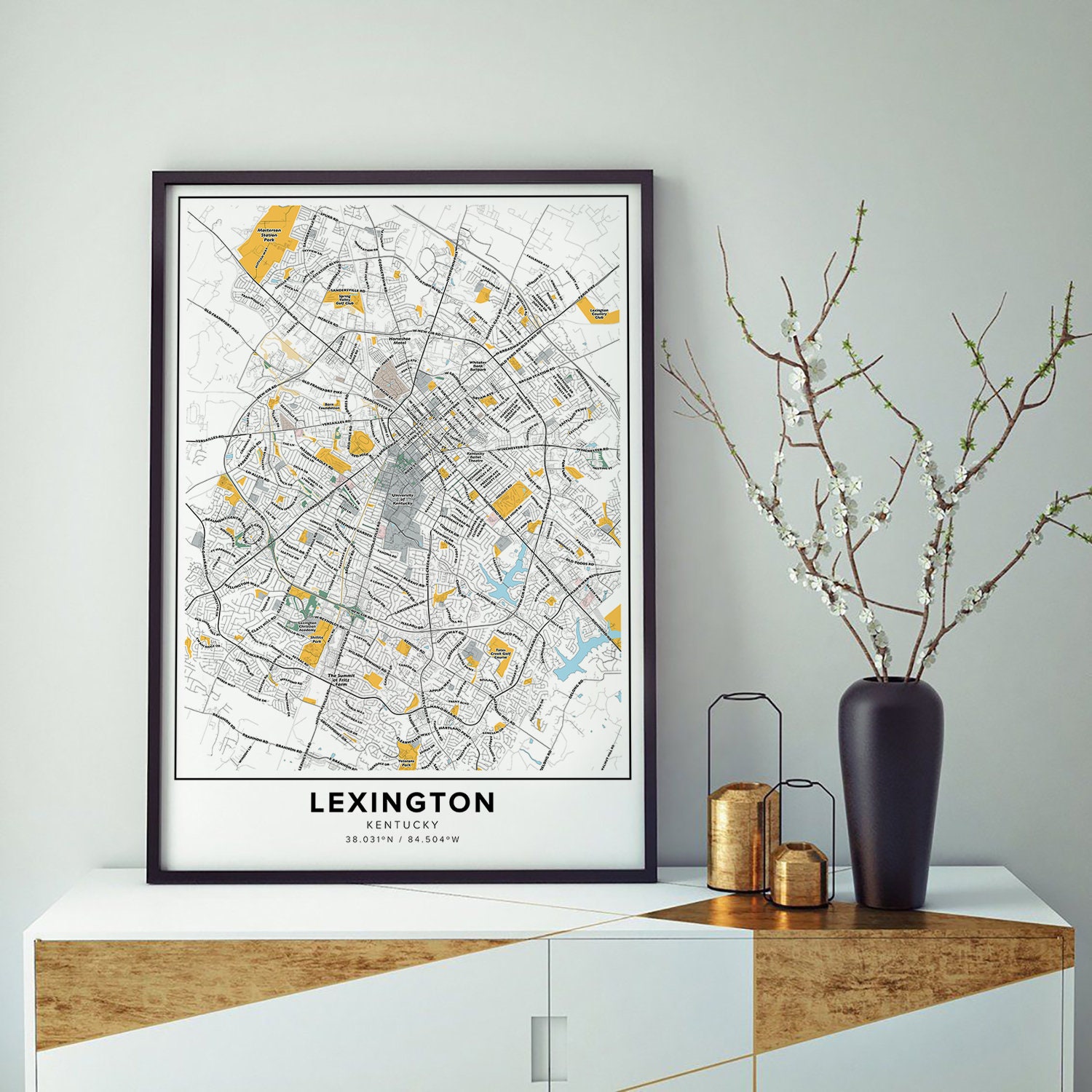 Lexington Map Print, Street Names Lexington Print, Printable Map of ...