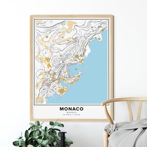 Monaco Map Print, Street Names Monaco Print, Printable Map of Monaco ...