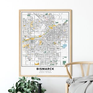 Bismarck Map Print, Street Names Bismarck Print, Printable Map of ...