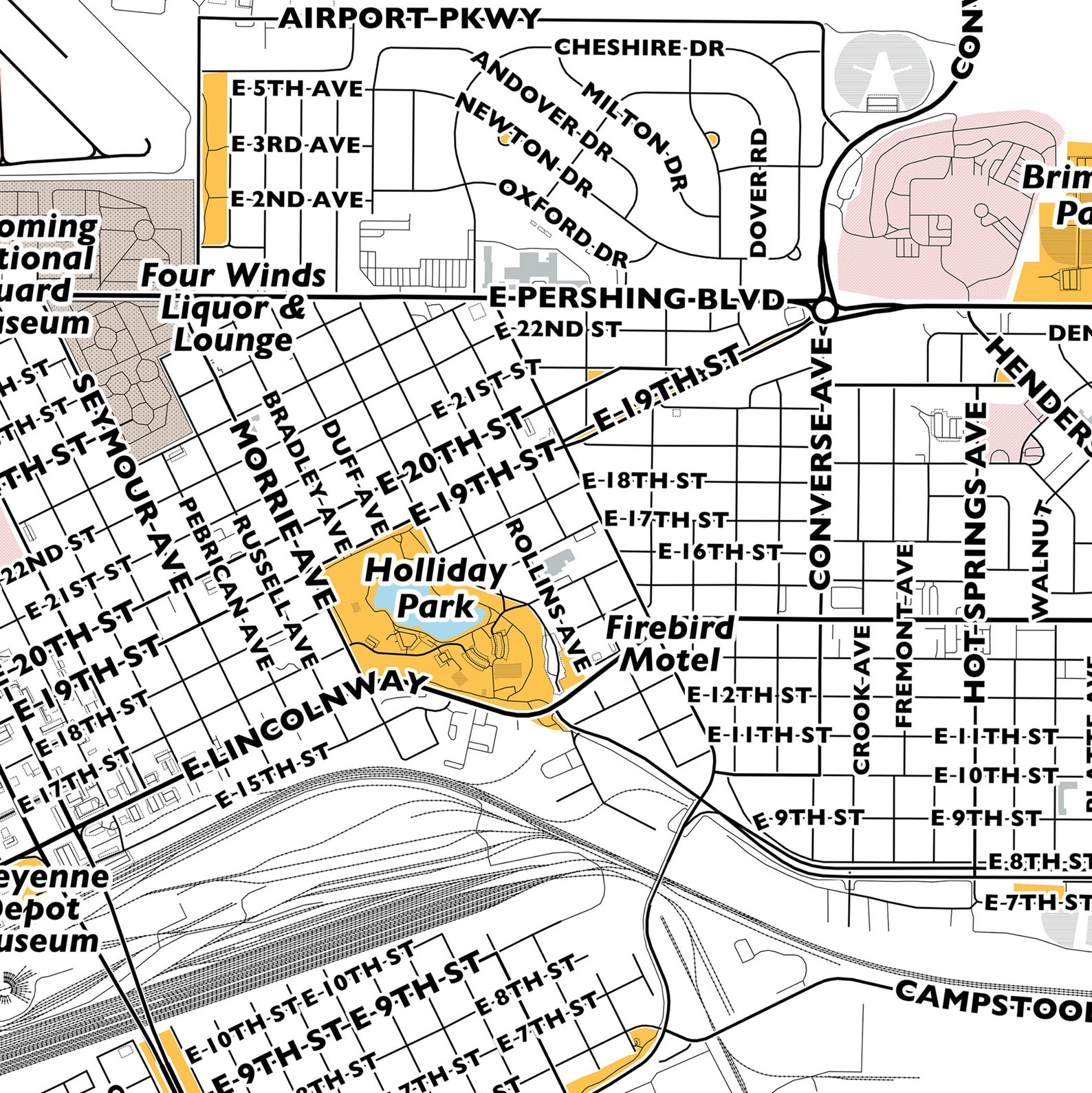 Cheyenne Map Print, Street Names Cheyenne Print, Printable Map of ...