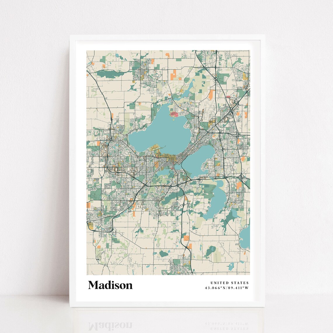 Madison Map Print Poster, Retro Madison Map Decor, Vintage Madison Gift ...