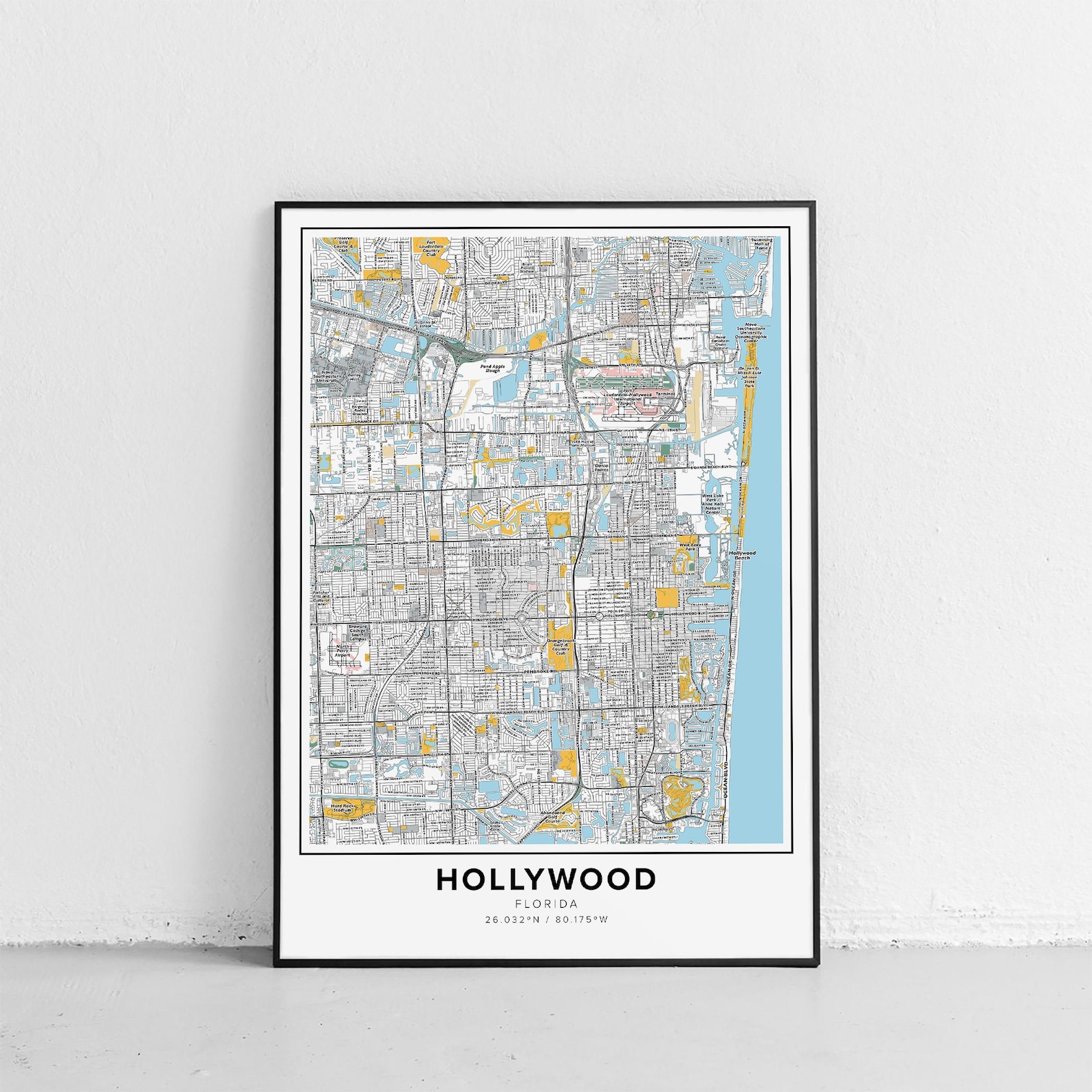 Hollywood Map Print, Street Names Hollywood Print, Printable Map of ...