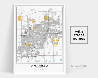 Amarillo City Map - Etsy