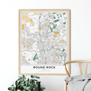 Round Rock Map Print, Street Names Round Rock Print, Printable Map of ...