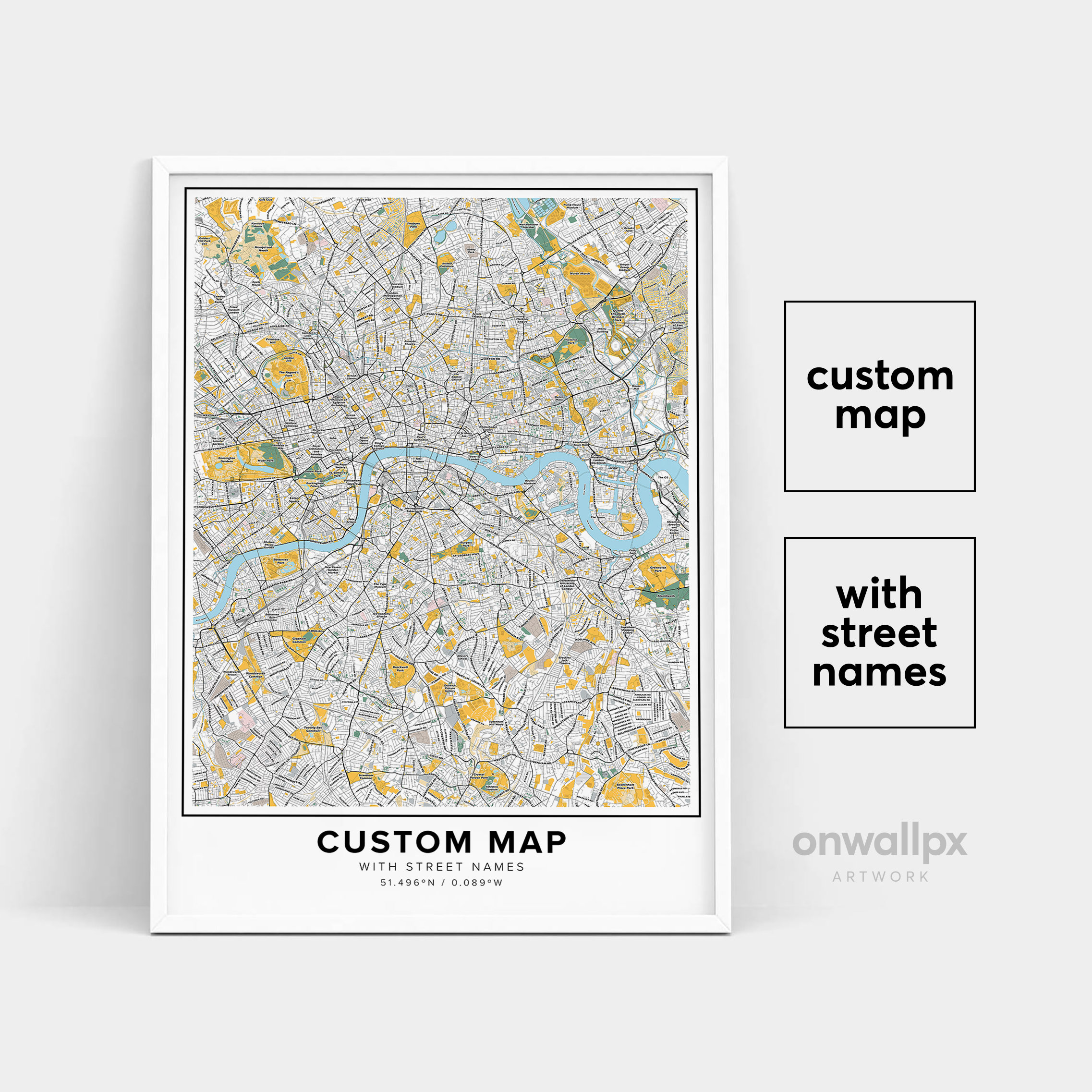 Custom Map Print Street Names Custom Print Custom Street - Etsy