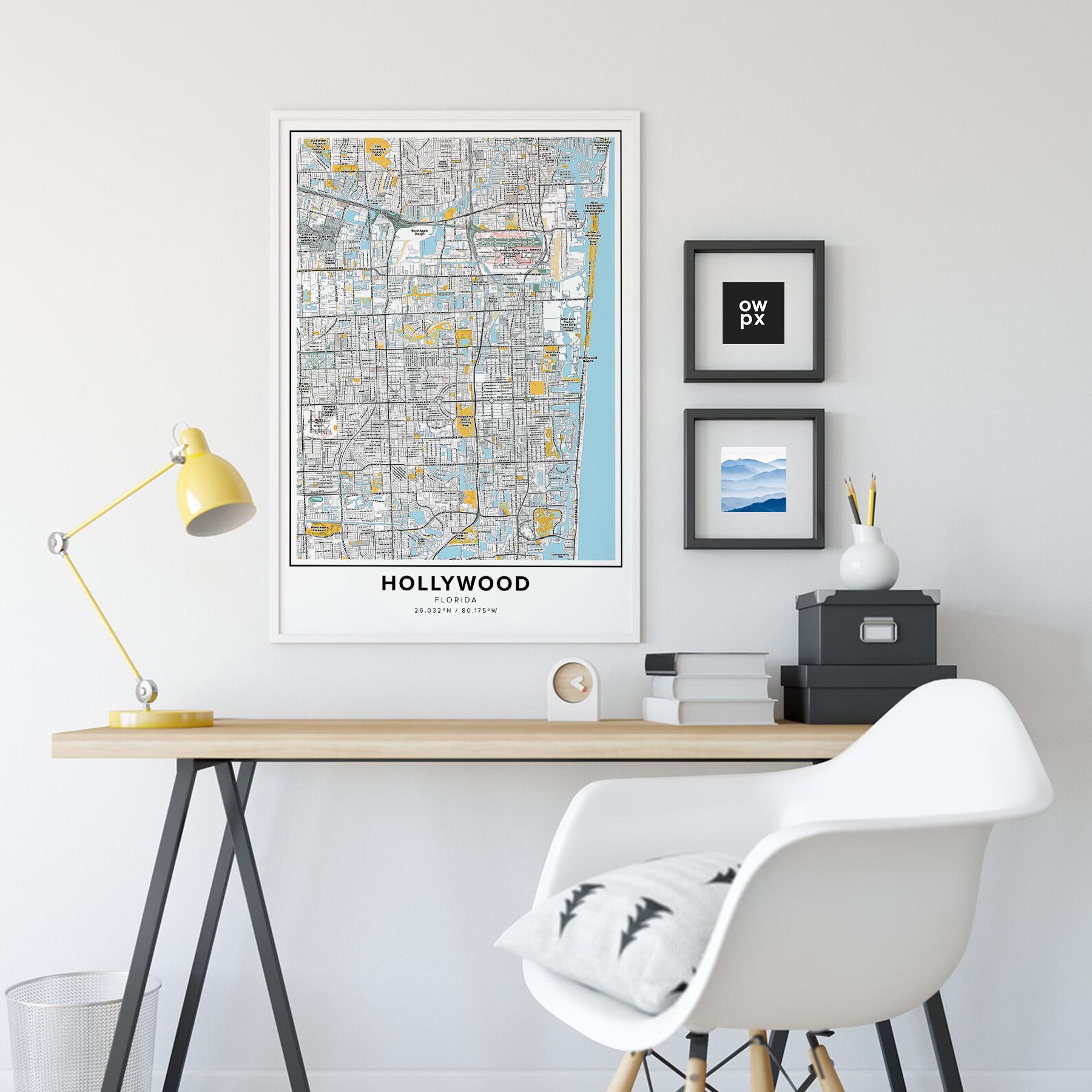 Hollywood Map Print, Street Names Hollywood Print, Printable Map of ...