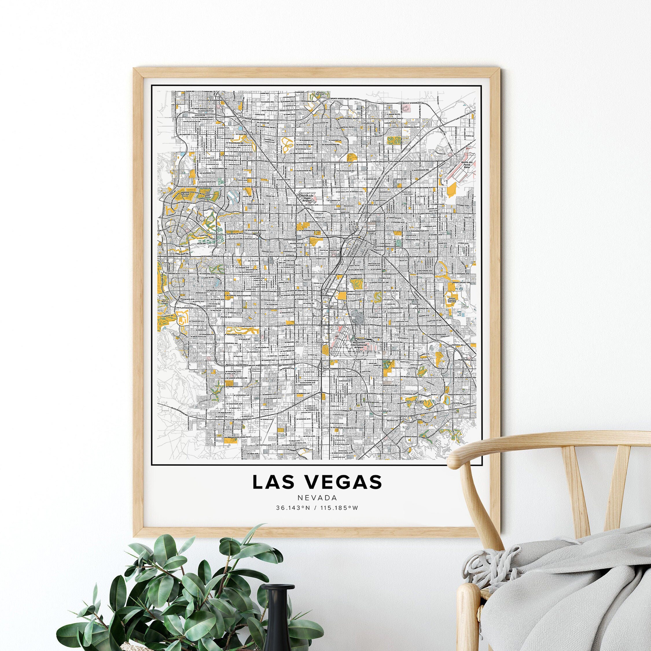 Las Vegas Map Print Street Names Las Vegas Print Printable - Etsy