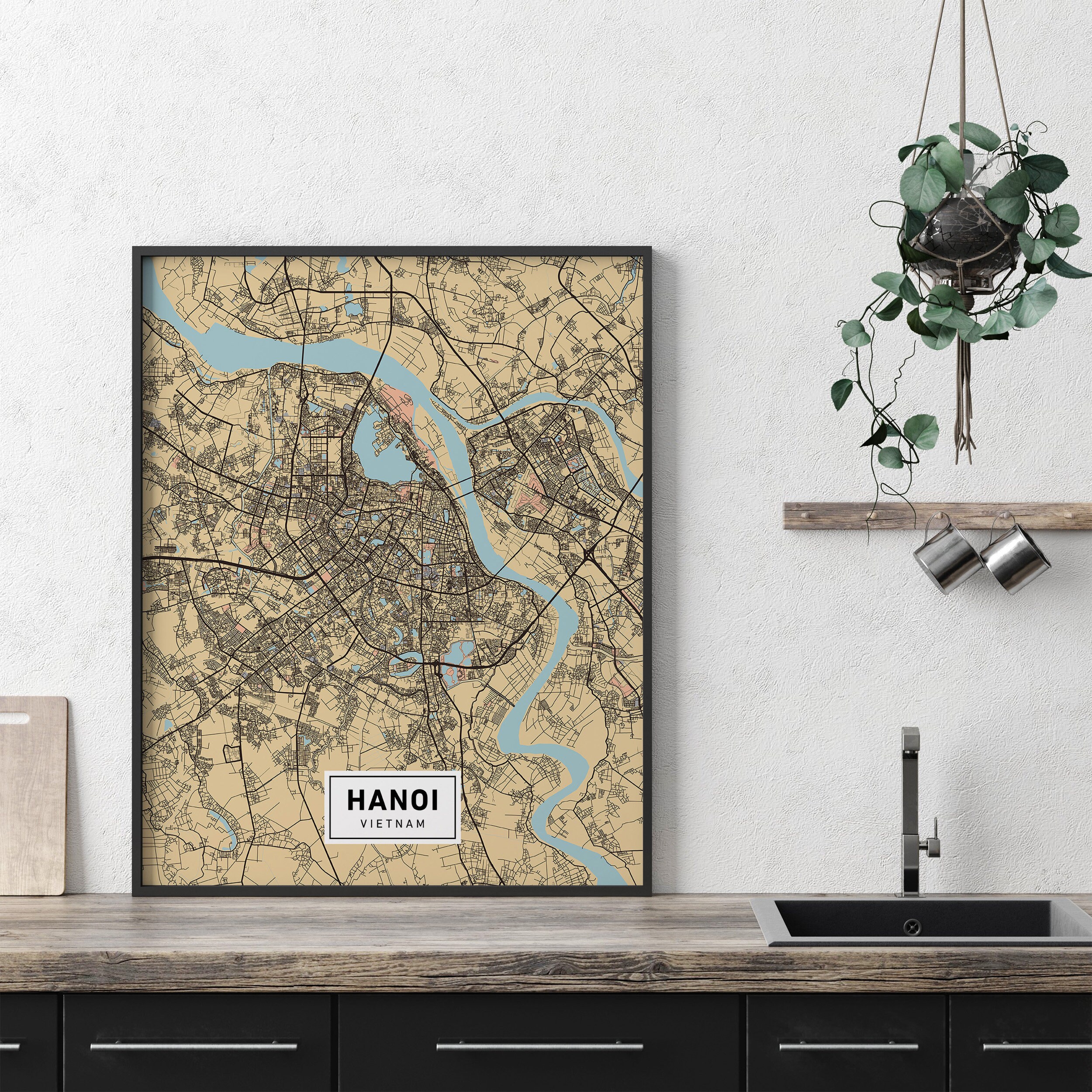 Hanoi Map, Hanoi Vietnam Map, Hanoi Print, Hanoi Poster Wall Art, Map ...