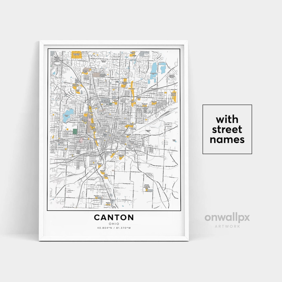 Canton Map Print, Street Names Canton Print, Printable Map of Canton ...