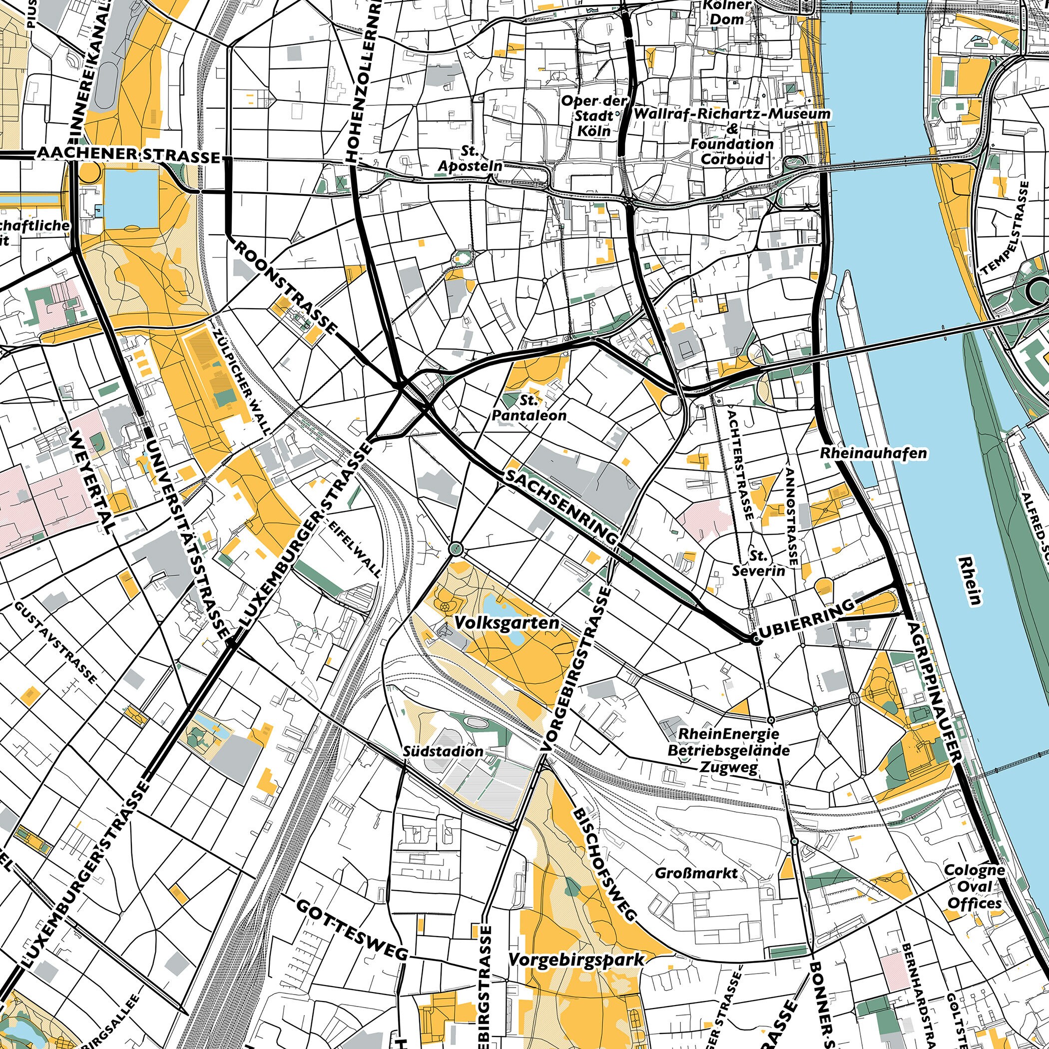 Cologne Map Print, Street Names Cologne Print, Printable Map of Cologne ...