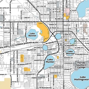 Lakeland Map Print, Street Names Lakeland Print, Printable Map of ...