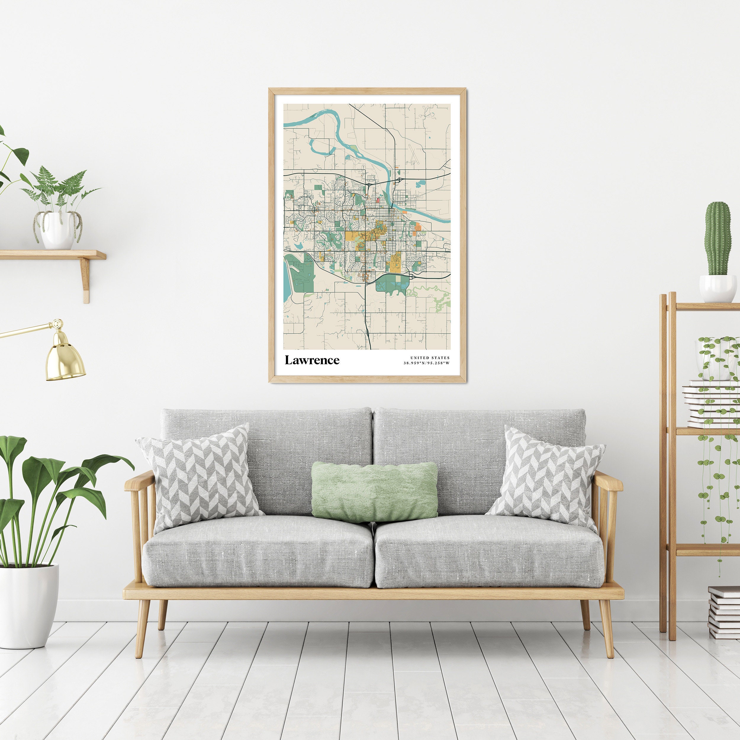 Lawrence Map Poster Retro Lawrence Decor Vintage Lawrence - Etsy