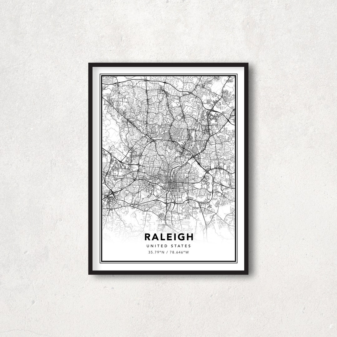 Raleigh Map Print, Raleigh Poster, Raleigh Wall Art, Raleigh City Map ...