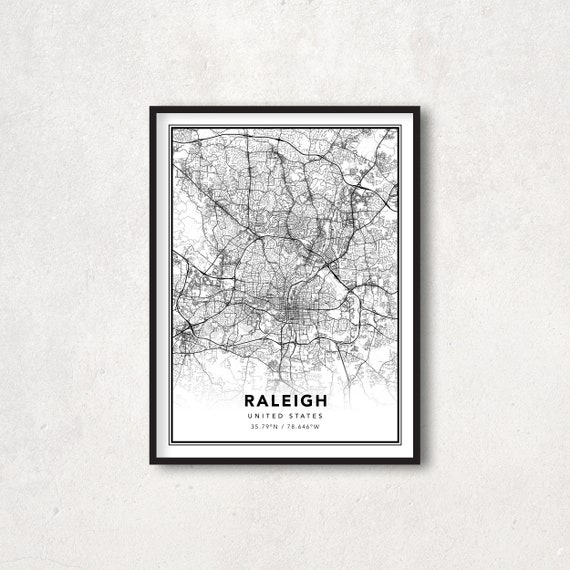 Raleigh Map Print Raleigh Poster Raleigh Wall Art Raleigh | Etsy