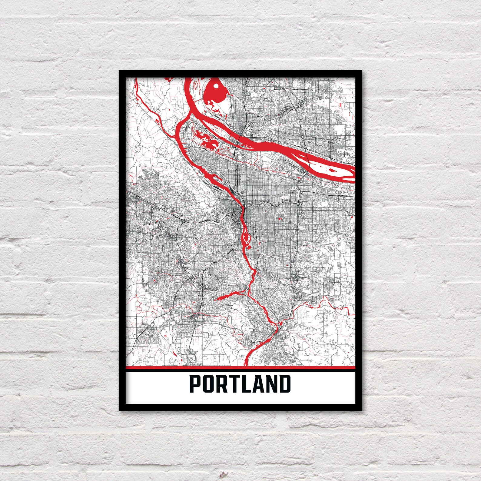 Portland Map Print, Portland Oregon Map Wall Art, Portland Decor Print ...