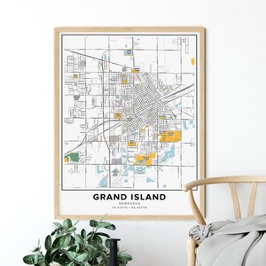 Grand Island Map Print, Street Names Grand Island Print, Map of Grand ...