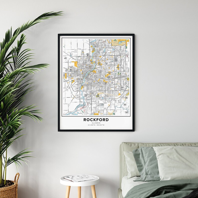 Rockford Map Print, Street Names Rockford Print, Printable Map of ...