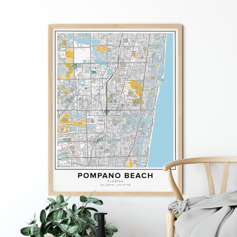 Pompano Beach Map Print, Street Names Pompano Beach Print, Map of ...