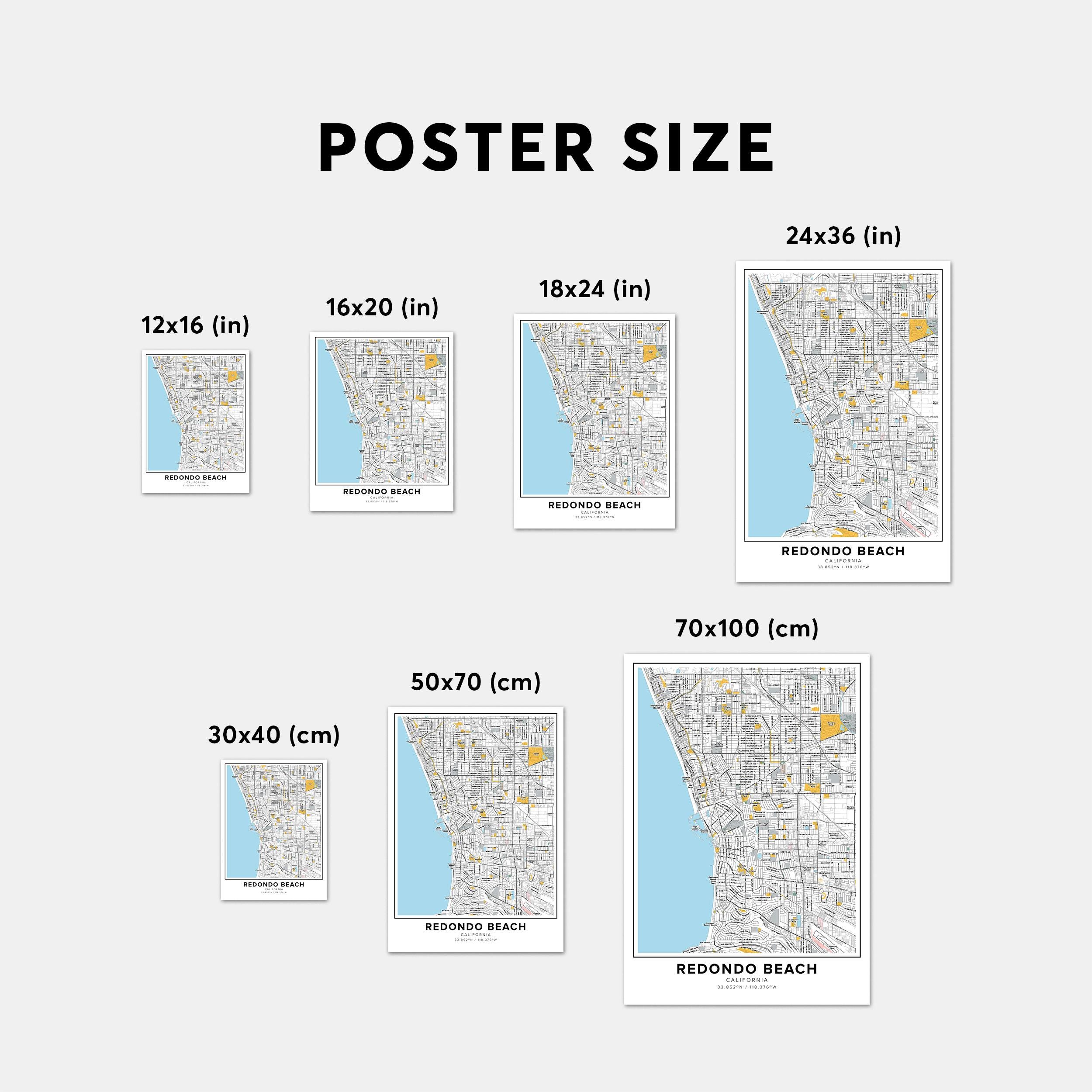 Redondo Beach Map Print, Street Names Redondo Beach, Map of Redondo ...