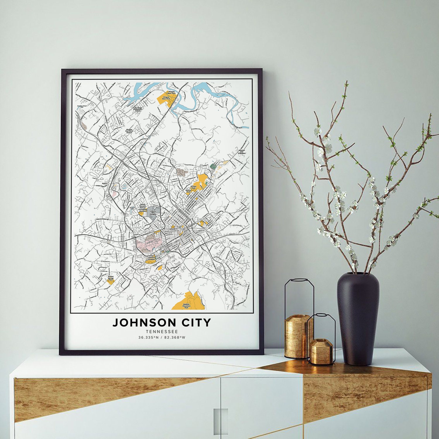 Johnson City Map Print Street Names Johnson City Print Map - Etsy