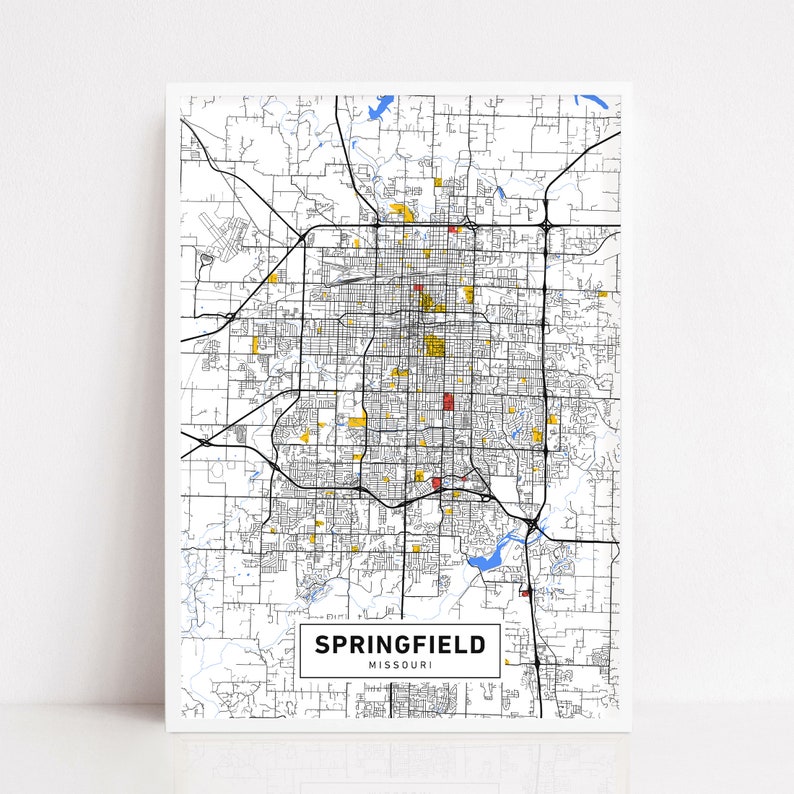 Springfield Map Springfield Missouri Map Springfield Print - Etsy