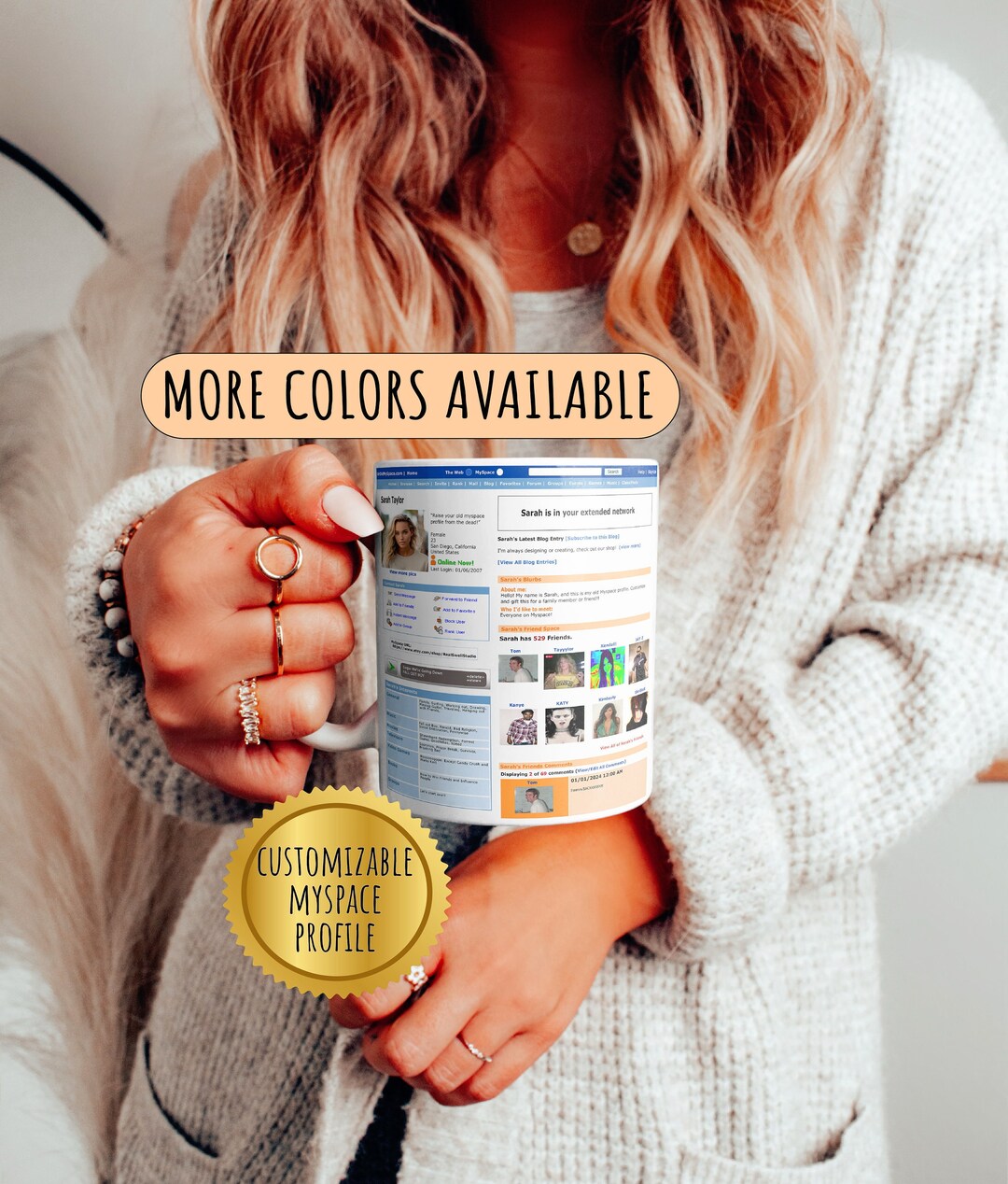 Custom Myspace Profile Coffee Cup Gift for Husband Personalized Myspace ...