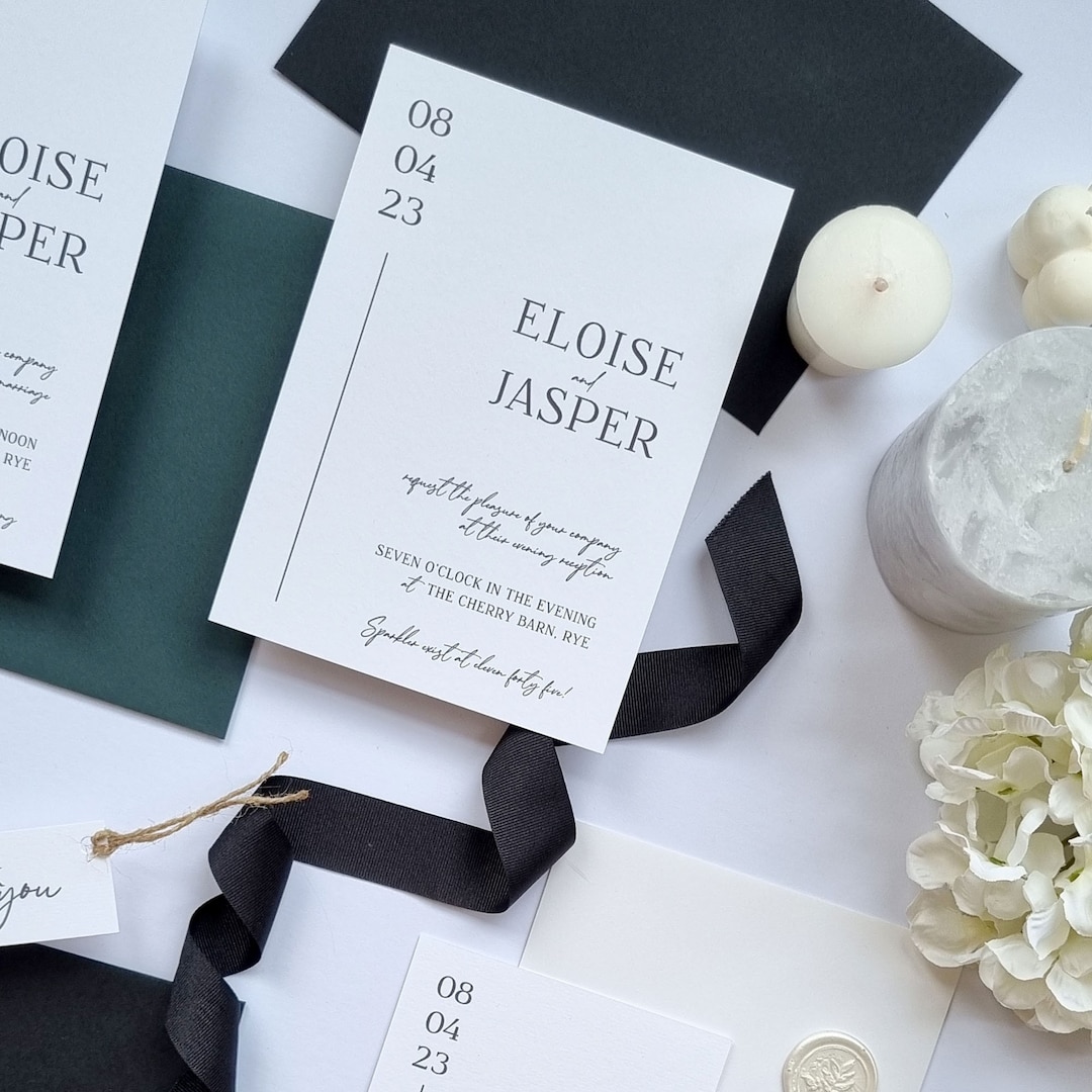 Evening Guest Wedding Invitation, Wedding Stationery, Invite, Timeless ...