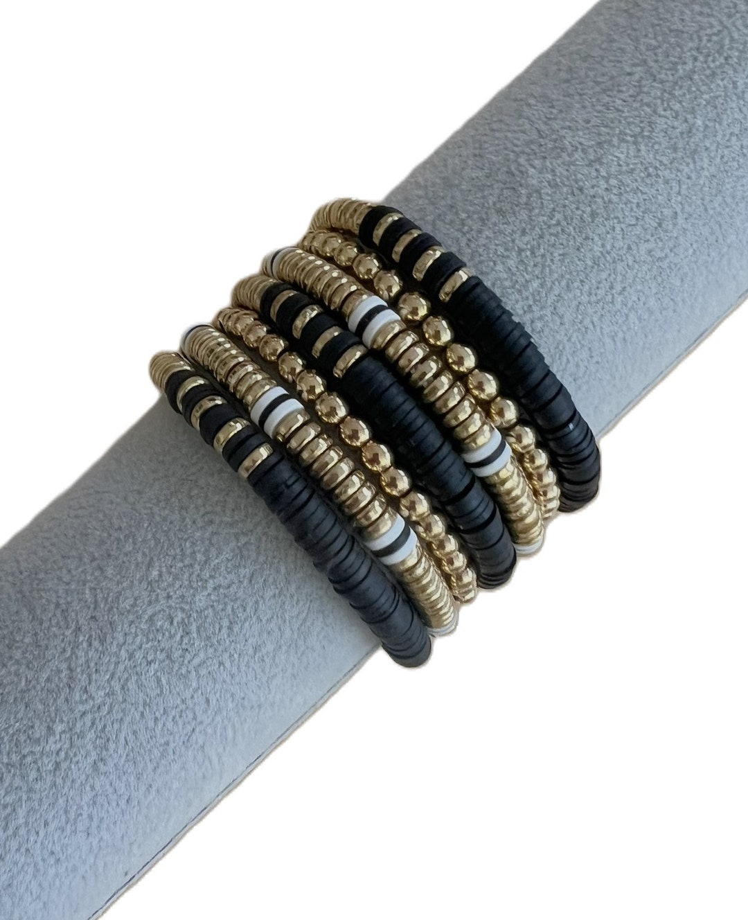 Black and Gold Heishi Bracelets| Pottery Bracelet | Heishi Bracelet ...