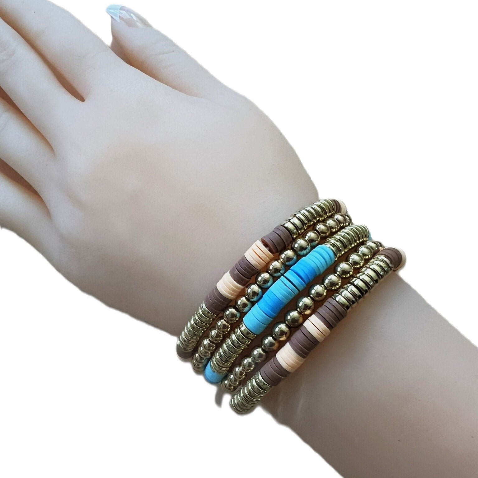Polymer Clay Soft Colorful Surfer Stackable Beads Summer Beach Jewelry ...