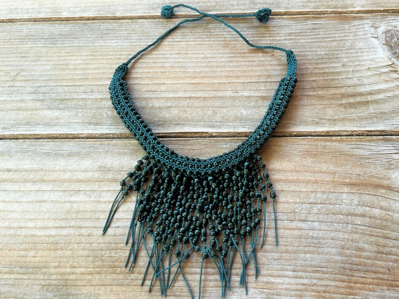 Handmade Green Masai Beaded Necklace Zulu For Her African Womens