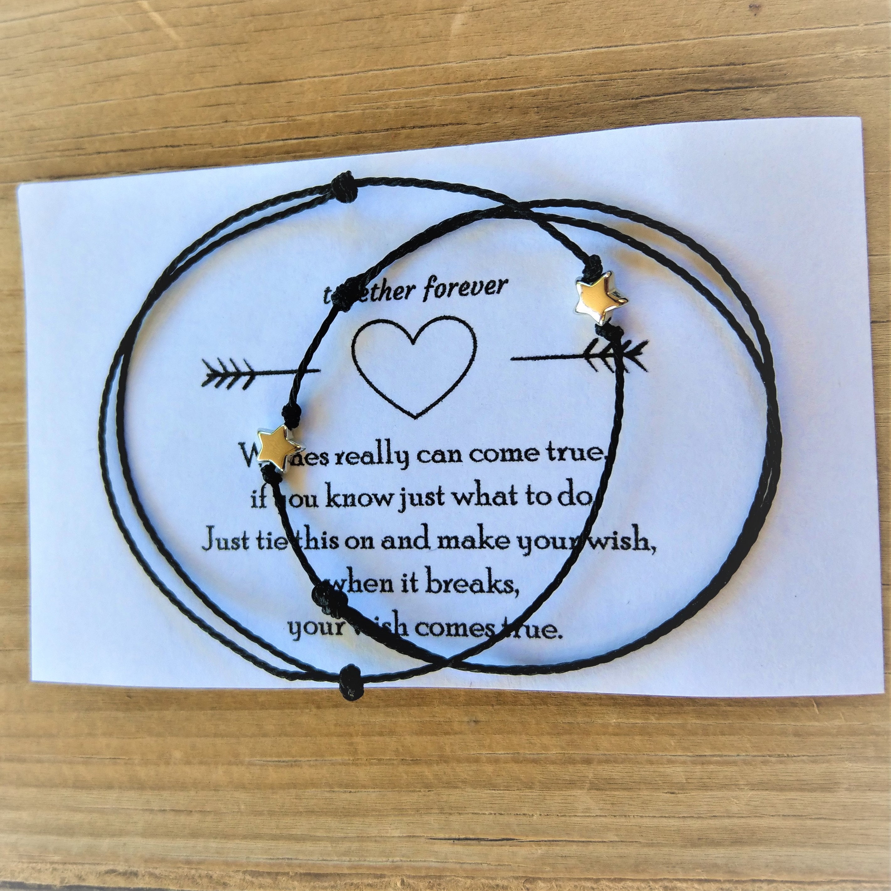 Silver Star String Bracelet| Black Satin Bracelet| Sliding Clasp ...