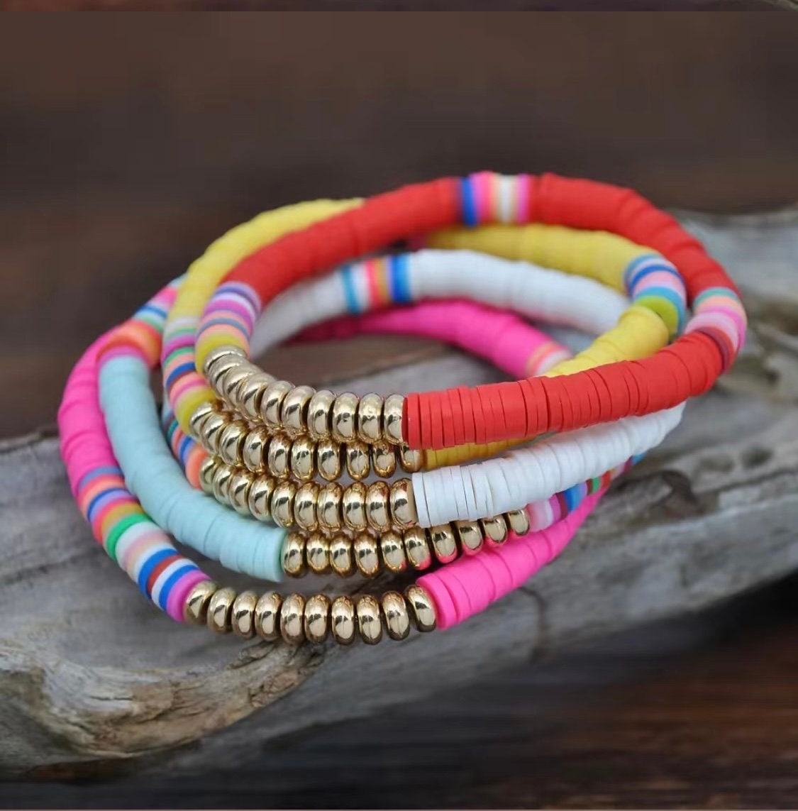 Soft Polymer Clay Bracelets Handmade Pottery Bracelet Heishi Bracelet ...