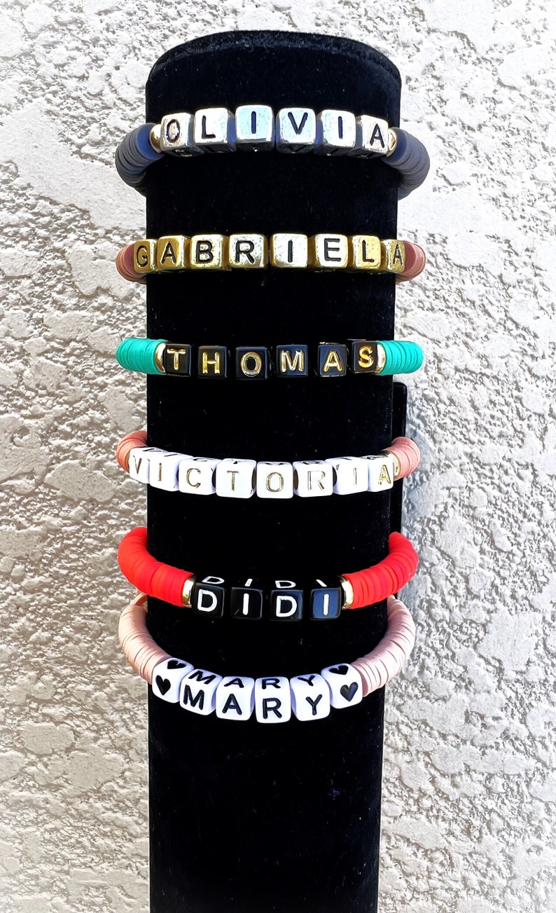 Personalized Name Bracelets W/ 72 Colors| Heishi Bead Bracelet ...